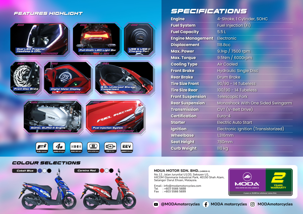 MODA lancar skuter ke-4, MODA Aero-E - dari RM5,198 | Careta